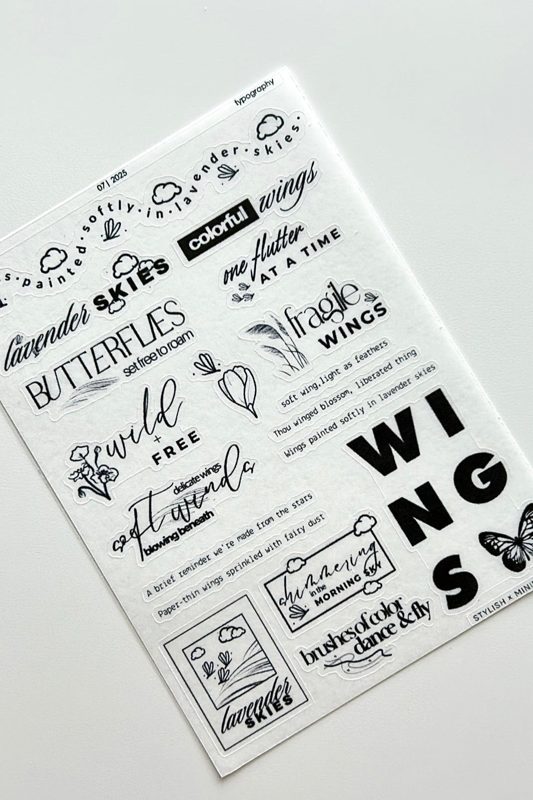 wings typography | July kit – stylish + minimal co