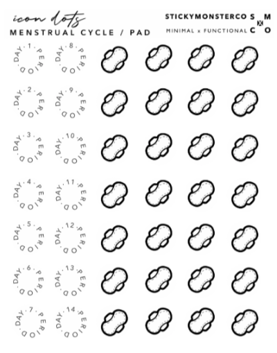 pad menstrual cycle icons - cycle circle date sticker – stylish ...