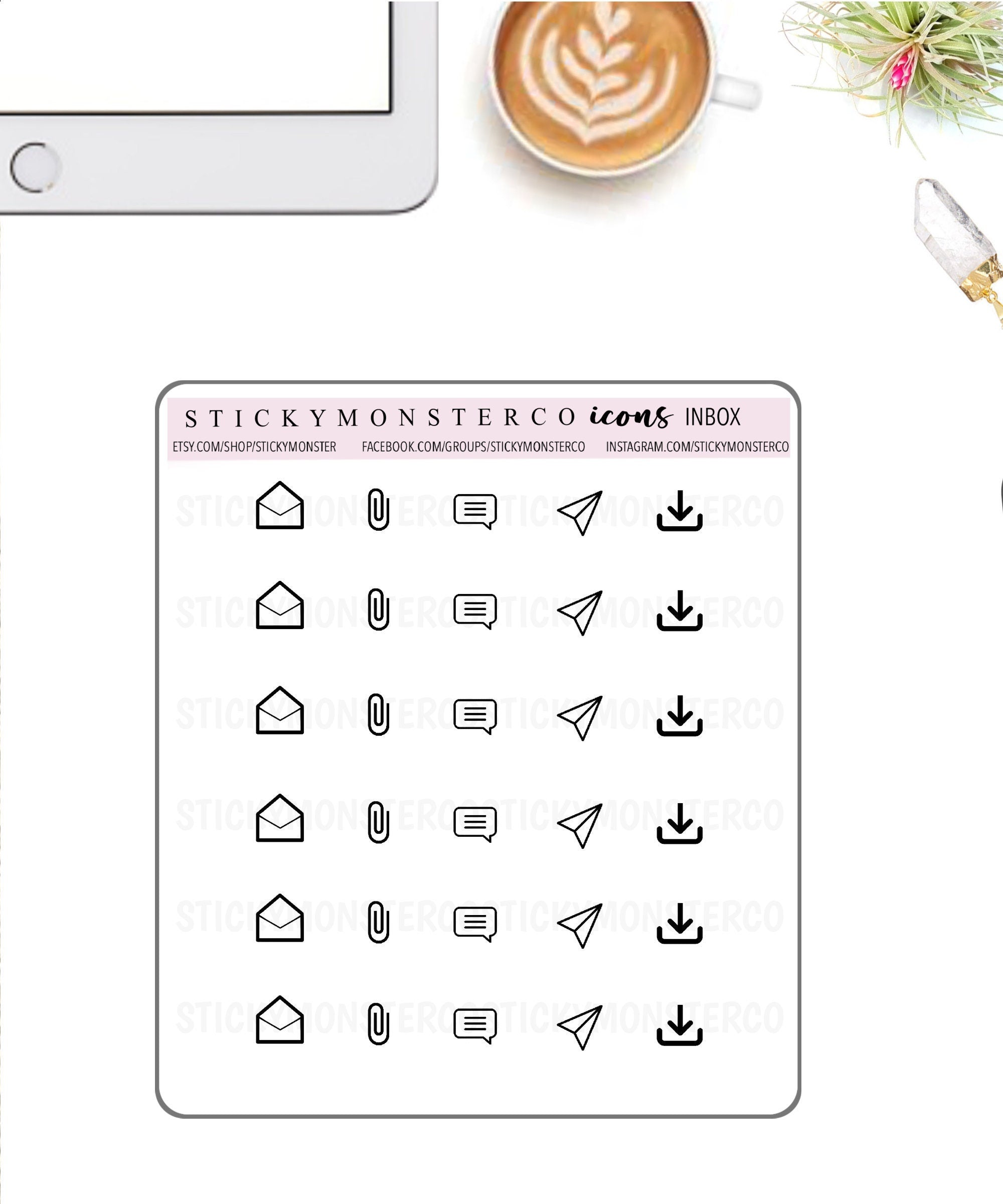 Minimal inbox Icon Sticker - office, business, simplistic planning, re ...